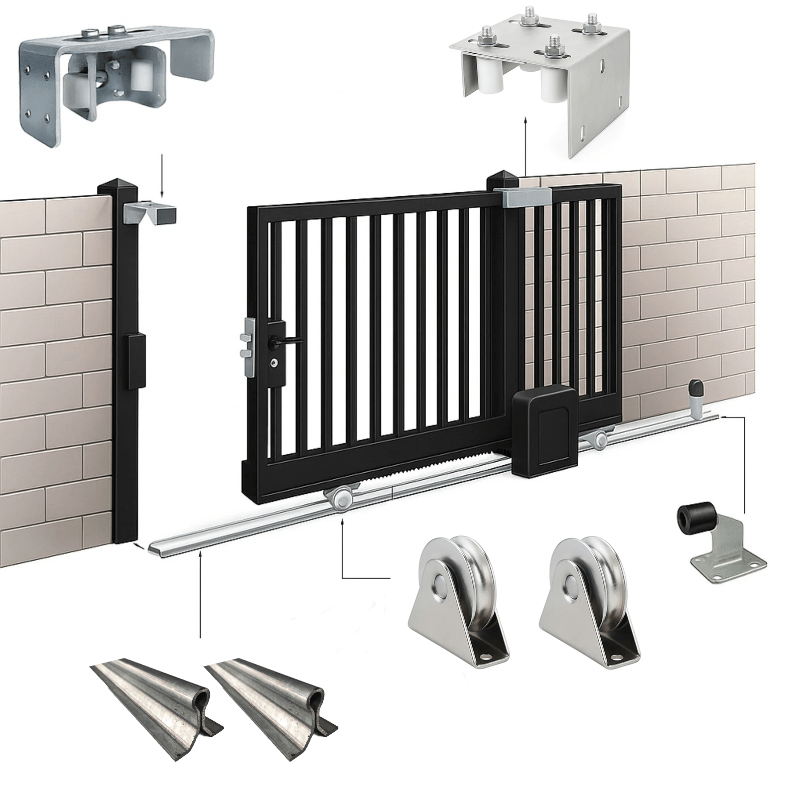 Sliding Gate Kit In-Concrete Track External Wheels-3m Gate - My Tools Shop