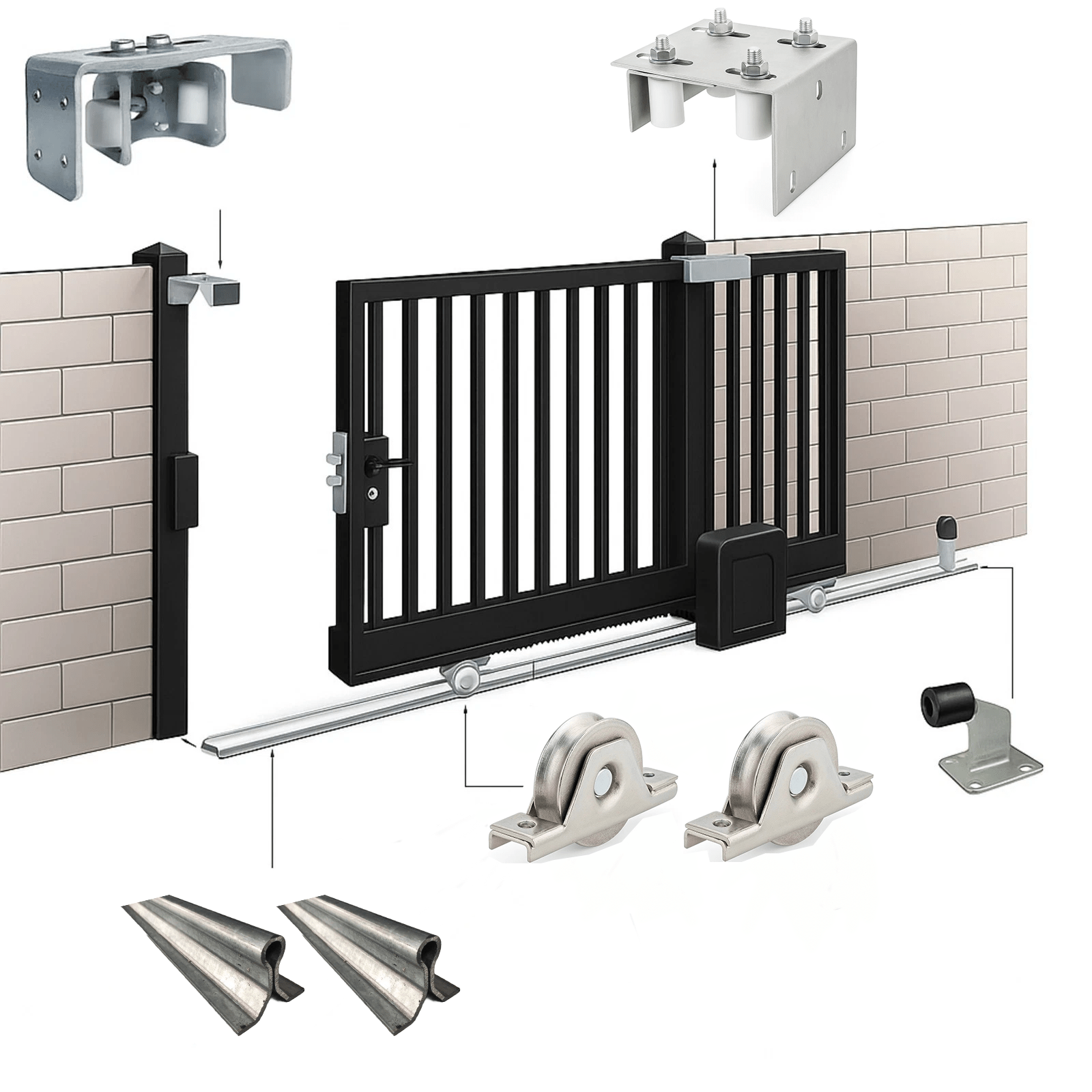 Sliding Gate Kit In-Concrete Track Internal Wheels-3m Gate - My Tools Shop