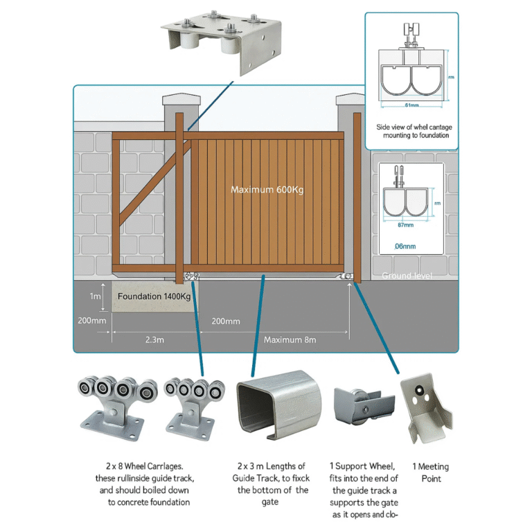 Trackless Sliding Gate Hardware & Cantilever Gate Kits UK